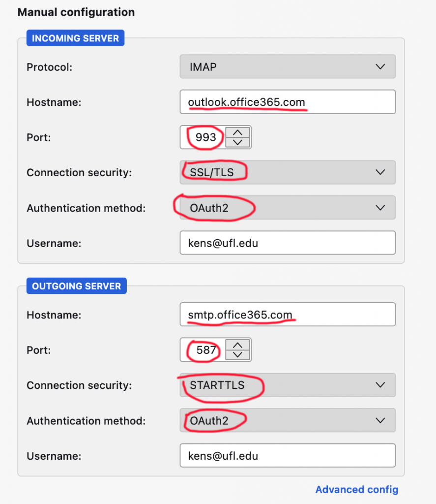 IMAP / Thunderbird Configuration - CLAS IT